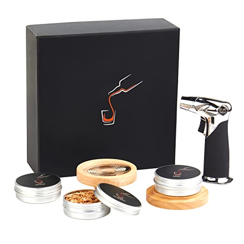 TRENDYSUPPLY Cocktail Smoker Kit with Torch (Butane Not Included), 3 Kinds of Wood Smoker Chips for Whiskey and Bourbon, Old Fashioned Whiskey Smoker Infuser Kit, Gift for Husband Men