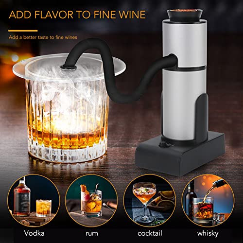 Cocktail Smoker Kit, Drink Cocktail Smoker Adjustable Gear Aluminum and Zinc Alloy Handheld Smoke Infuser Kit for Kitchen for Your Friends Husband(Silver)