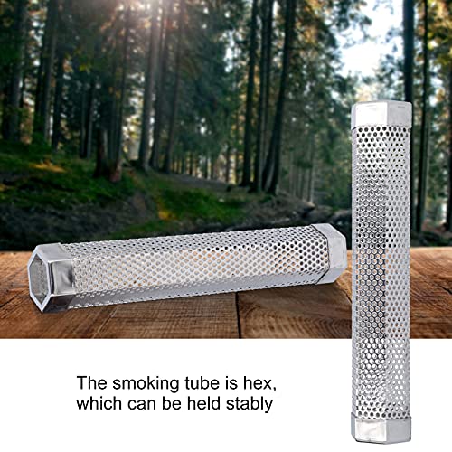 Haofy Smoker Tube 304 Stainless Steel Portable Hex Stable Barbecue Smoke Generator Pipe for Cold Hot Smoking Grilled Foods 5 Hours Pellet Smoker(S)