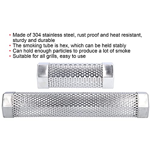 Haofy Smoker Tube 304 Stainless Steel Portable Hex Stable Barbecue Smoke Generator Pipe for Cold Hot Smoking Grilled Foods 5 Hours Pellet Smoker(S)