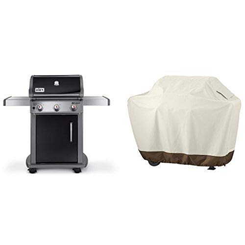 Weber 46510001 Spirit E310 Liquid Propane Gas Grill, Black & Amazon Basics Grill Cover - Medium