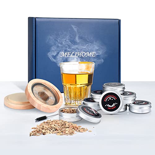 MELIHOME Cocktail Smoker Kit, Old Fashioned Drink Whiskey Wine Bourbon Smoker Kit, 8 Different Wood Chips Smokers Infuser Kit