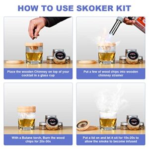 MELIHOME Cocktail Smoker Kit, Old Fashioned Drink Whiskey Wine Bourbon Smoker Kit, 8 Different Wood Chips Smokers Infuser Kit