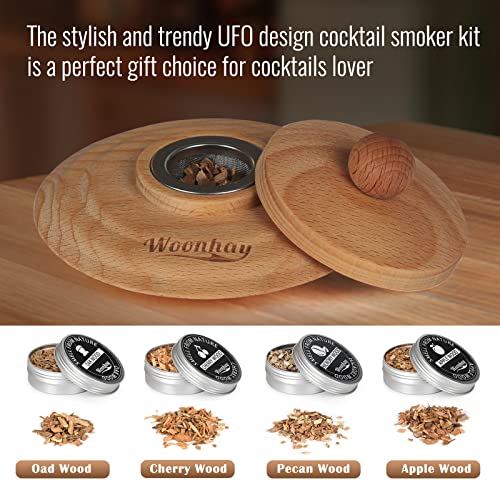 Cocktail Smoker Kit, Old Fashioned Cocktail Whiskey Gifts for Men, Drinking Accessories With 4 Wood Chips for Cocktails, Wine, Whiskey & Bourbon, Ideal Gifts For Drinks(No Butane)