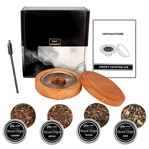 Luckykxbb Cocktail smoker kit, four flavors of log wood chips,Vintage smoke kits for cocktails,