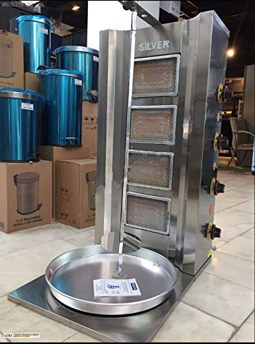 COMMERCIAL industrial Grade FULL PROFESSIONAL SET Meat Capacity 50 kg / 110 lbs. NATURAL GAS 4 BURNER Rotating Spinning Grills Vertical Broiler Shawarma Gyro Doner Kebab Tacos Al Pastor Trompo Machine