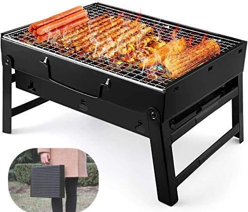 Charcoal Grill Barbecue Portable Grill, Stainless Steel Folding BBQ Grill Tabletop Outdoor Camping Picnic Burner