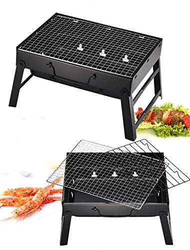 Charcoal Grill Barbecue Portable Grill, Stainless Steel Folding BBQ Grill Tabletop Outdoor Camping Picnic Burner