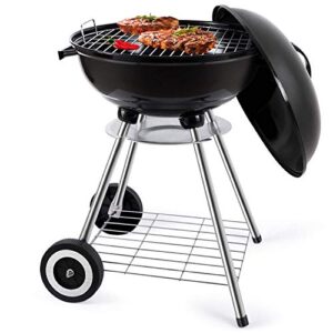 #1 original kettle charcoal grill outdoor portable bbq grill backyard cooking stainless steel for standing & grilling steaks, burgers, backyard pitmaster & tailgating (18" black kettle grill)