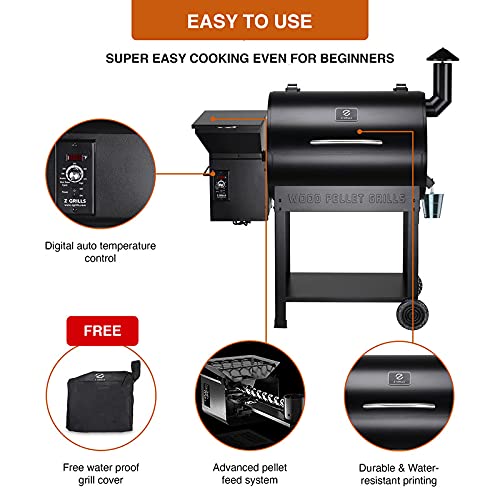 Z GRILLS 7002B Wood Pellet Grill & Electric Smoker BBQ Combo with Auto Temperature Control | 2021 Upgrade | 694 sq in Black