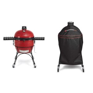 kamado joe big joe ii 24 inch charcoal grill in blaze red with grill cover bundle, bj24rhc