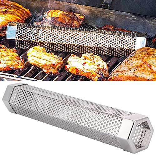 BORDSTRACT Premium Pellet Smoker Tube, Stainless Steel Smoke Generator with Hook and Brush, Outdoor Barbecue Smoking Accessories for Any Grill or Smoker