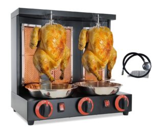 yooyist shawarma grill propane gyro rotisserie machine kebab doner automatic vertical broiler with 3 burners