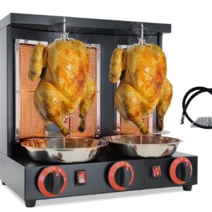 YOOYIST Shawarma Grill Propane Gyro Rotisserie Machine Kebab Doner Automatic Vertical Broiler with 3 Burners