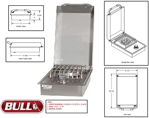 BULL GRILLS The Angus 30" Grill Natural Gas with Single Side Burner, Stainless Steel Sink,Grill Cover, Refrigerator, Door & Drawer Combo with 5 in 1 BBQ Tool Set | FREE Bio-Ethanol Table-top Fire pit