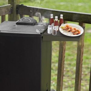 only fire Electric Smoker Side Shelf for Masterbuilt 30'' and 40''Digital Electric Smokers Grill - Add Extra Operation Space While Cooking, Black