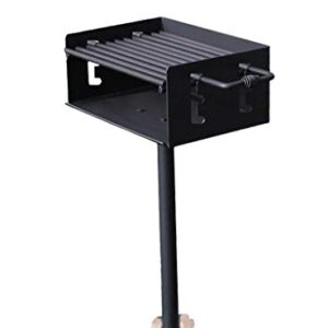 EasyChef Heavy Duty Outdoor Park Style Charcoal & Wood Grill with In Ground Post (No Base)