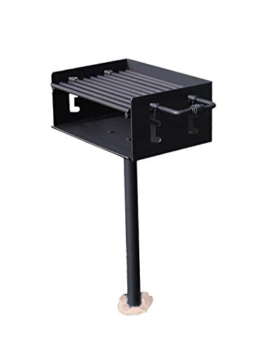 EasyChef Heavy Duty Outdoor Park Style Charcoal & Wood Grill with In Ground Post (No Base)