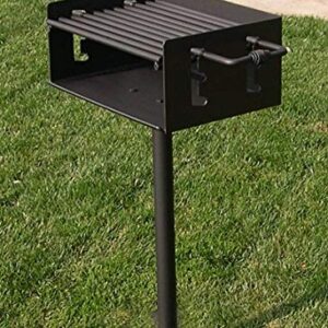 EasyChef Heavy Duty Outdoor Park Style Charcoal & Wood Grill with In Ground Post (No Base)