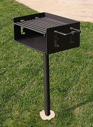 EasyChef Heavy Duty Outdoor Park Style Charcoal & Wood Grill with In Ground Post (No Base)