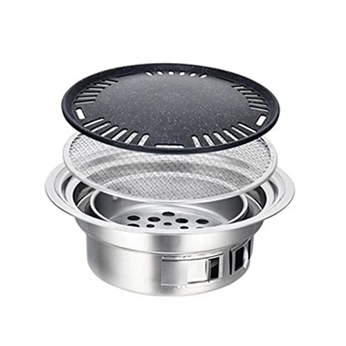 SLATIOM Portable Barbecue Grill Non-Stick Folding Barbecue Grill Mini Round Outdoor Camping Picnic Barbecue Tool