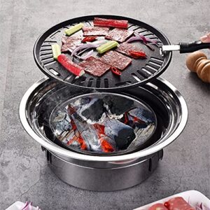 SLATIOM Portable Barbecue Grill Non-Stick Folding Barbecue Grill Mini Round Outdoor Camping Picnic Barbecue Tool