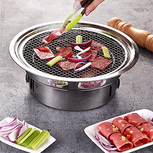 SLATIOM Portable Barbecue Grill Non-Stick Folding Barbecue Grill Mini Round Outdoor Camping Picnic Barbecue Tool