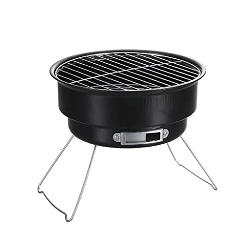 SLATIOM Portable Barbecue Grill Non-Stick Folding Barbecue Grill Mini Round Outdoor Camping Picnic Barbecue Tool