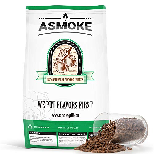 ASMOKE Wood Pellets for Smoker Grill, 100% Pure Food-Grade Apple Hardwood Pellets Straight from The Orchard, Perfect for Pellet Smokers, Outdoor Grill | Mild Sweet, Smoky Wood-Fired Flavor, 20 lbs.