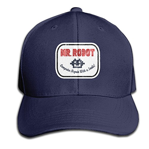 Unisex Mr Robot - Computer Repair with A Smile Trucker Hats Printing Snapback Hats Navy