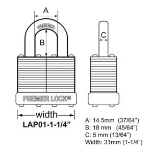 Grip Tight Tools Laminated Padlock, 1-1/4-Inch,Sliver