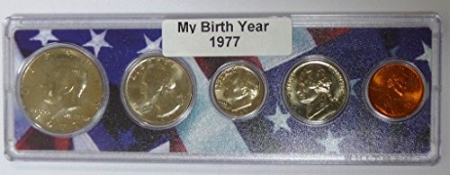 1977-5 Coin Birth Year Set in American Flag Holder Uncirculated