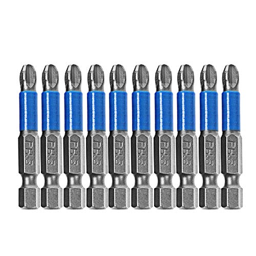 AUTOTOOLHOME 10pcs Hex Magnetic Anti Slip Impact Screwdriver Bit Set Phillips PH3 2" Power Tool