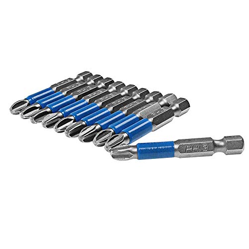 AUTOTOOLHOME 10pcs Hex Magnetic Anti Slip Impact Screwdriver Bit Set Phillips PH3 2" Power Tool