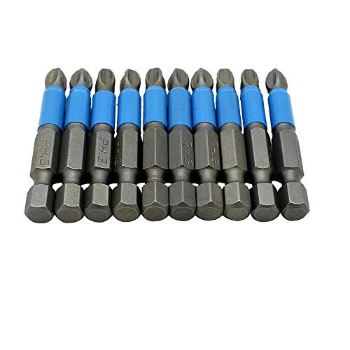 AUTOTOOLHOME 10pcs Hex Magnetic Anti Slip Impact Screwdriver Bit Set Phillips PH3 2" Power Tool