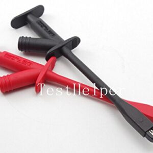 TestHelper TP760-1 Industrial Grade Plunger Style Test Clip Set, Safety Alligator Clamp with 4mm Banana Socket Connection Flexible Spring Jaw Opening Red/Black