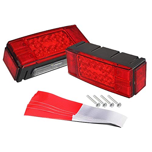 Partsam 12V LED Submersible Low Profile Rectangular Trailer Lights, Waterproof LED Combination Trailer Tail Light Kit Stop Brake License Plate Turn Running Lights Sealed for Boat Trailer Lights Truck