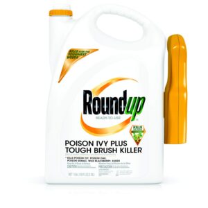 roundup ready-to-use poison ivy plus tough brush killer, for weeds, grass, stumps and vines, trigger sprayer, 1 gal