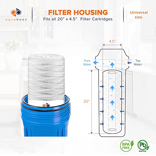 Aquaboon 5 Micron 20"x4.5" String Wound Sediment Water Filter Cartridge | Whole House Sediment Filtration | Compatible with PC40-20, WP1BB20P, 355222-45, WPP-45200-01, WPP-45200-01, 84650, 2-Pack