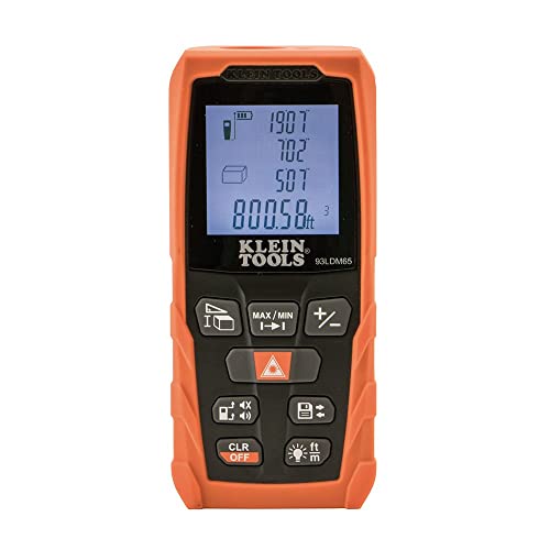 Klein Tools 93LDM65 Laser Distance Measure 98-Foot, Digital Backlit LCD, Distance, Area, Volume, Pythagorean