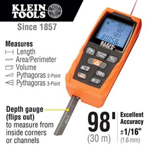 Klein Tools 93LDM65 Laser Distance Measure 98-Foot, Digital Backlit LCD, Distance, Area, Volume, Pythagorean