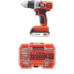 black & decker ldx120c 20-volt max lithium-ion cordless drill/driver w/ standard screw driving set 42 pc