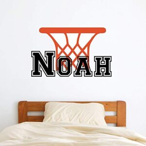 custom name basketball sports wall decal - boys girls personalized name basketball wall sticker - custom name sign - custom name stencil monogram - girls boys room wall decor