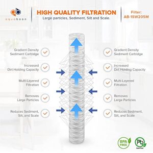 Aquaboon 5 Micron 20" x 2.5" String Wound Sediment Water Filter Cartridge | Universal Replacement for Any 20 inch RO Unit | Compatible with 101-230, PD-5-20, AP110-2C, P5-20, CFS124-C20, 6-Pack