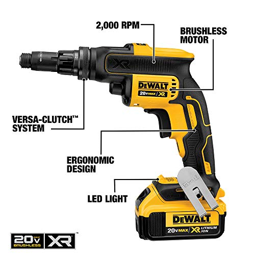 DEWALT 20V MAX* XR Screw Gun with Adjustable Torque and Clutch, Brushless (DCF622M2)