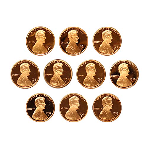 1990-1999 S Lincoln Memorial Cent Gem Deep Cameo Proof 10 Coin Run U.S.Mint