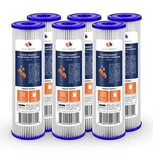 aquaboon 1 micron 10" x 2.5" pleated sediment water filter cartridge | universal replacement for any 10 inch ro unit | compatible with r50, 801-50, wfpfc3002, wb-50w, spc-25-1050, whkf-whpl, 6-pack