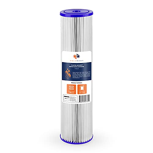 Aquaboon 1 Micron 20" x 4.5" Pleated Sediment Water Filter Replacement Cartridge | Whole House Sediment Filtration | Compatible with ECP5-BB, AP810-2, HDC3001, CP5-BB, SPC-45-1005, ECP1-20BB, 2-Pack