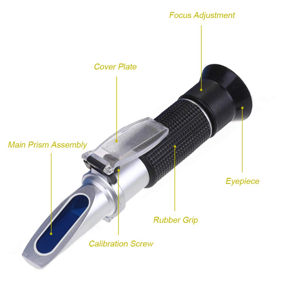 Anpro Brix Refractometer with ATC,Refractometer for win Moisture, Brix and Baume,Dual Scale-Specific Gravity 1.000-1.130 and Brix 0-32%, for Wine Making,Beer Brewing,Maple Syrup,Molasses