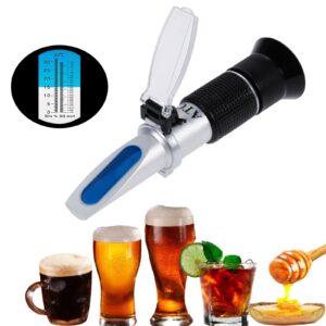 Anpro Brix Refractometer with ATC,Refractometer for win Moisture, Brix and Baume,Dual Scale-Specific Gravity 1.000-1.130 and Brix 0-32%, for Wine Making,Beer Brewing,Maple Syrup,Molasses